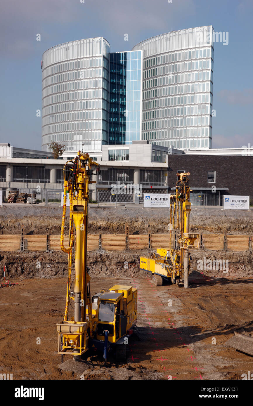 Construction site, foundation pit. Construction of an office building ...