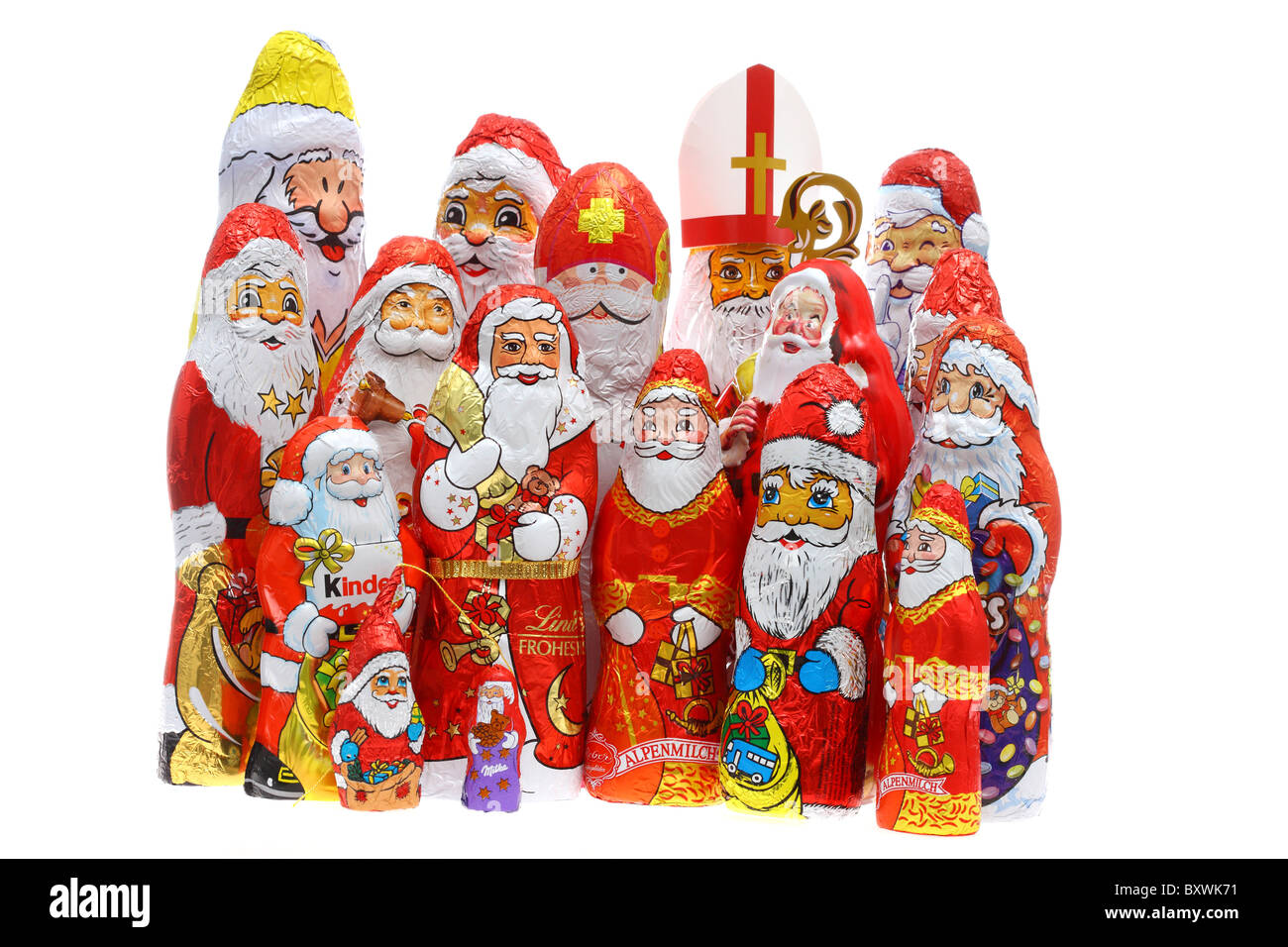 Chocolate Santa clauses Stock Photo - Alamy