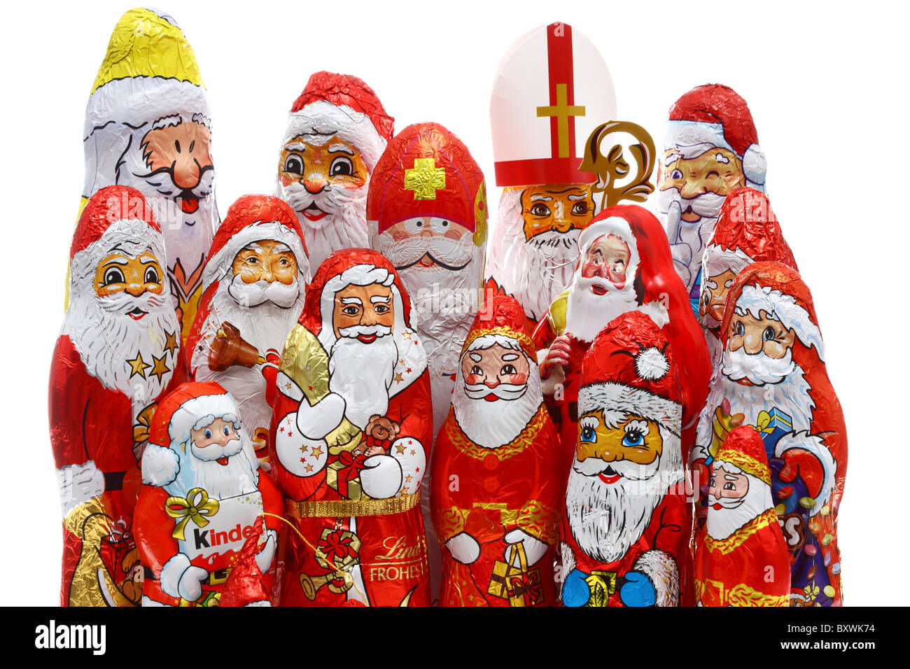 Chocolate Santa clauses Stock Photo - Alamy