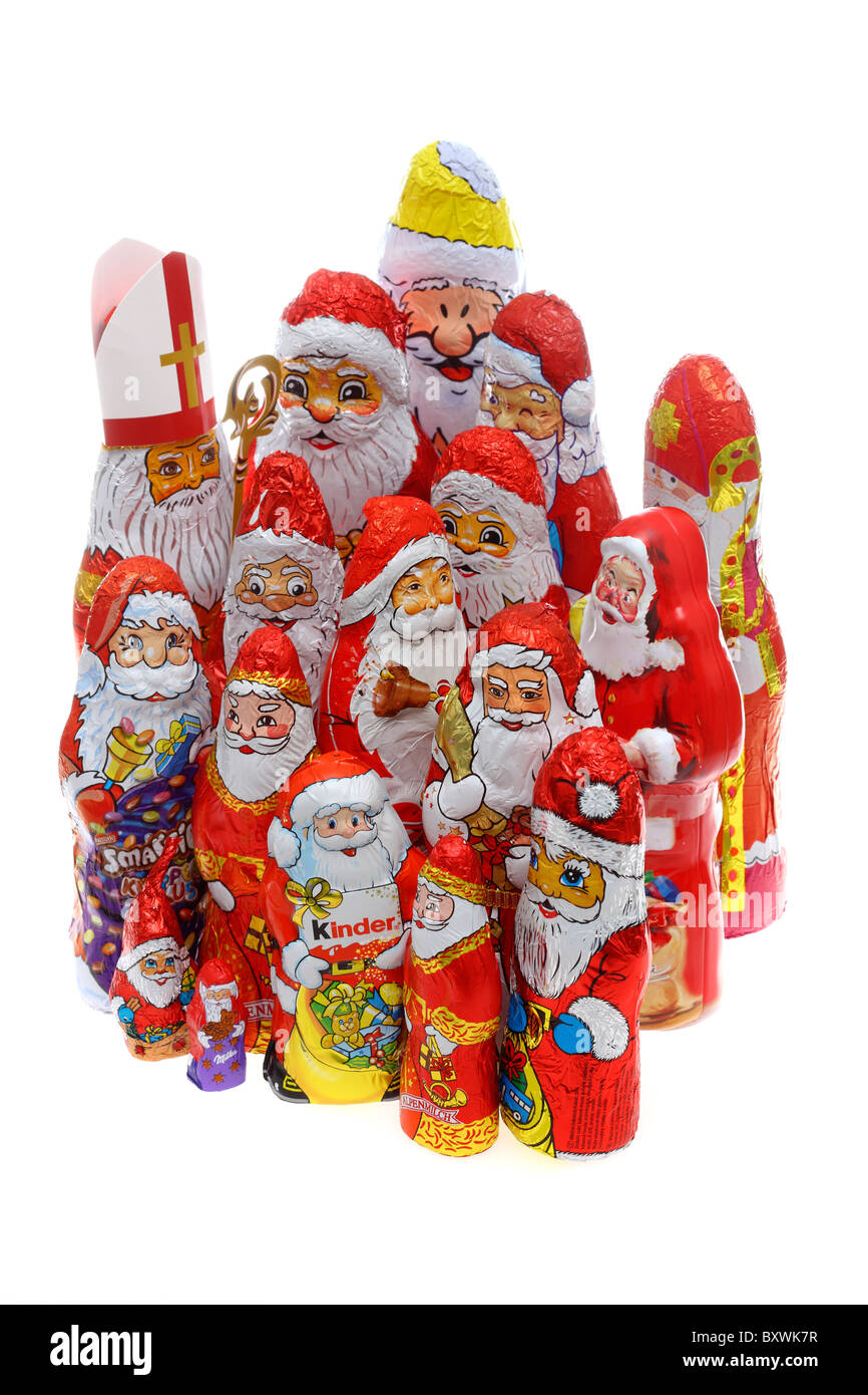 Chocolate Santa clauses Stock Photo - Alamy