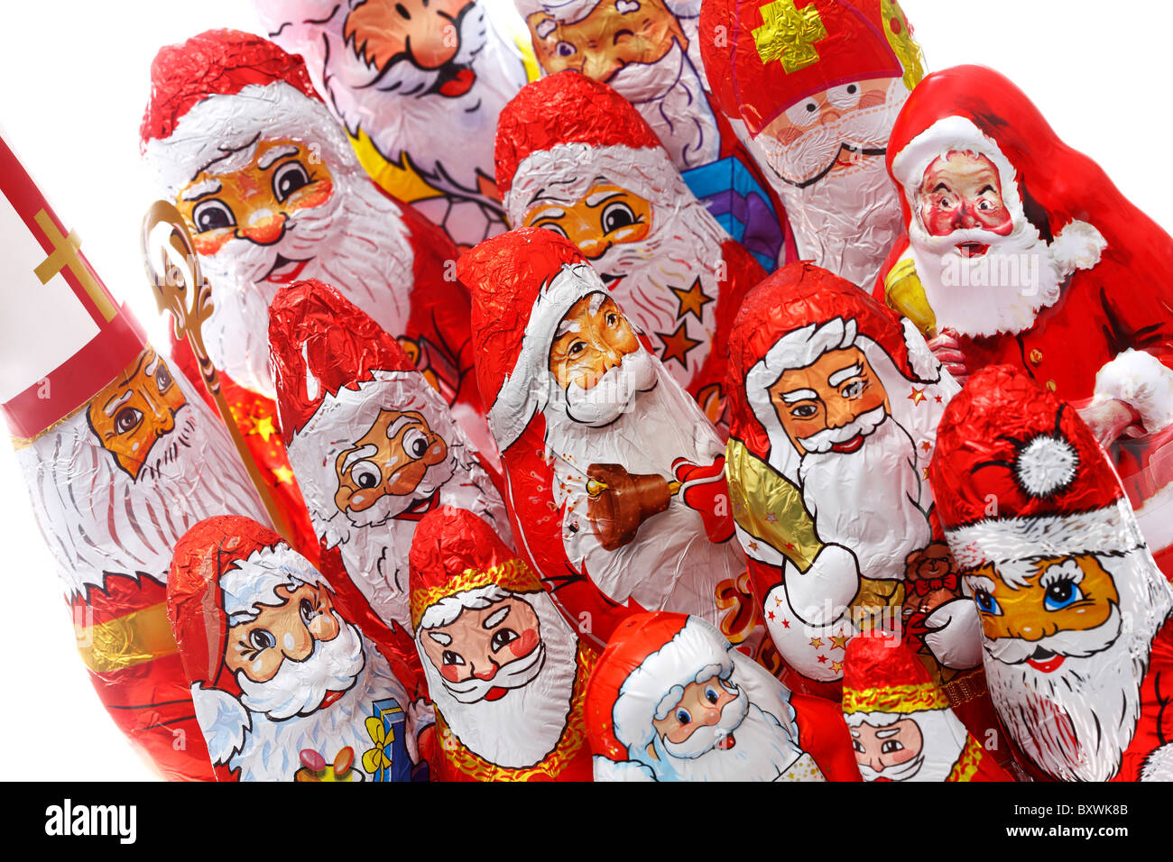 Chocolate Santa clauses Stock Photo - Alamy