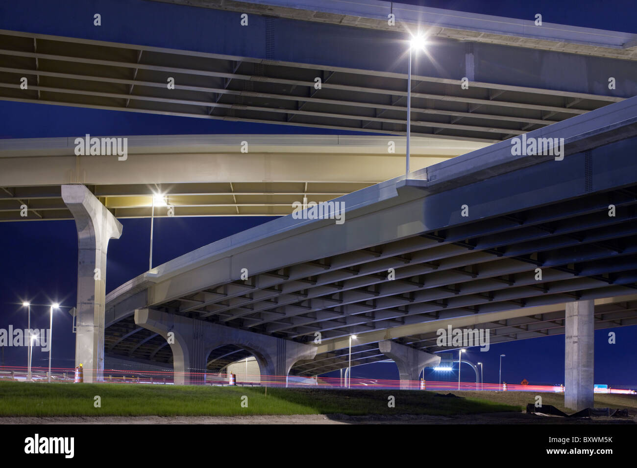 USA, Florida, Tampa, Expressway bridges near Tampa International ...