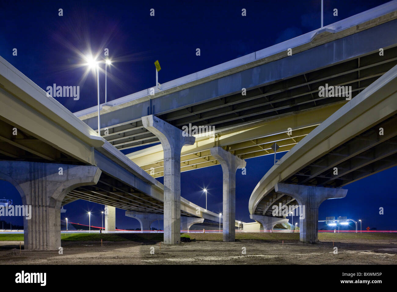 USA, Florida, Tampa, Expressway bridges near Tampa International ...