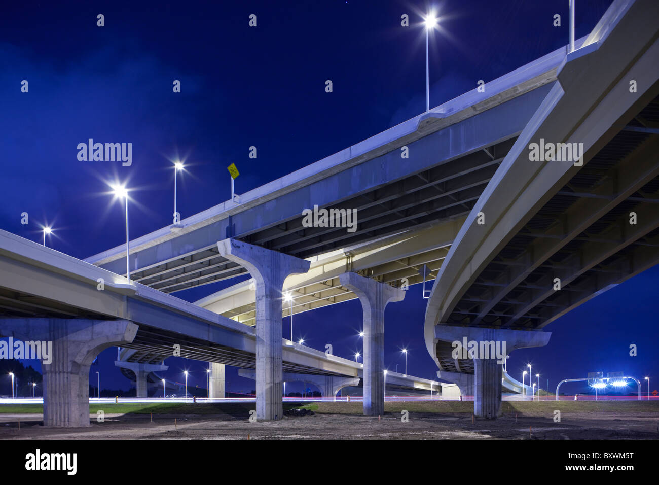 USA, Florida, Tampa, Expressway bridges near Tampa International ...