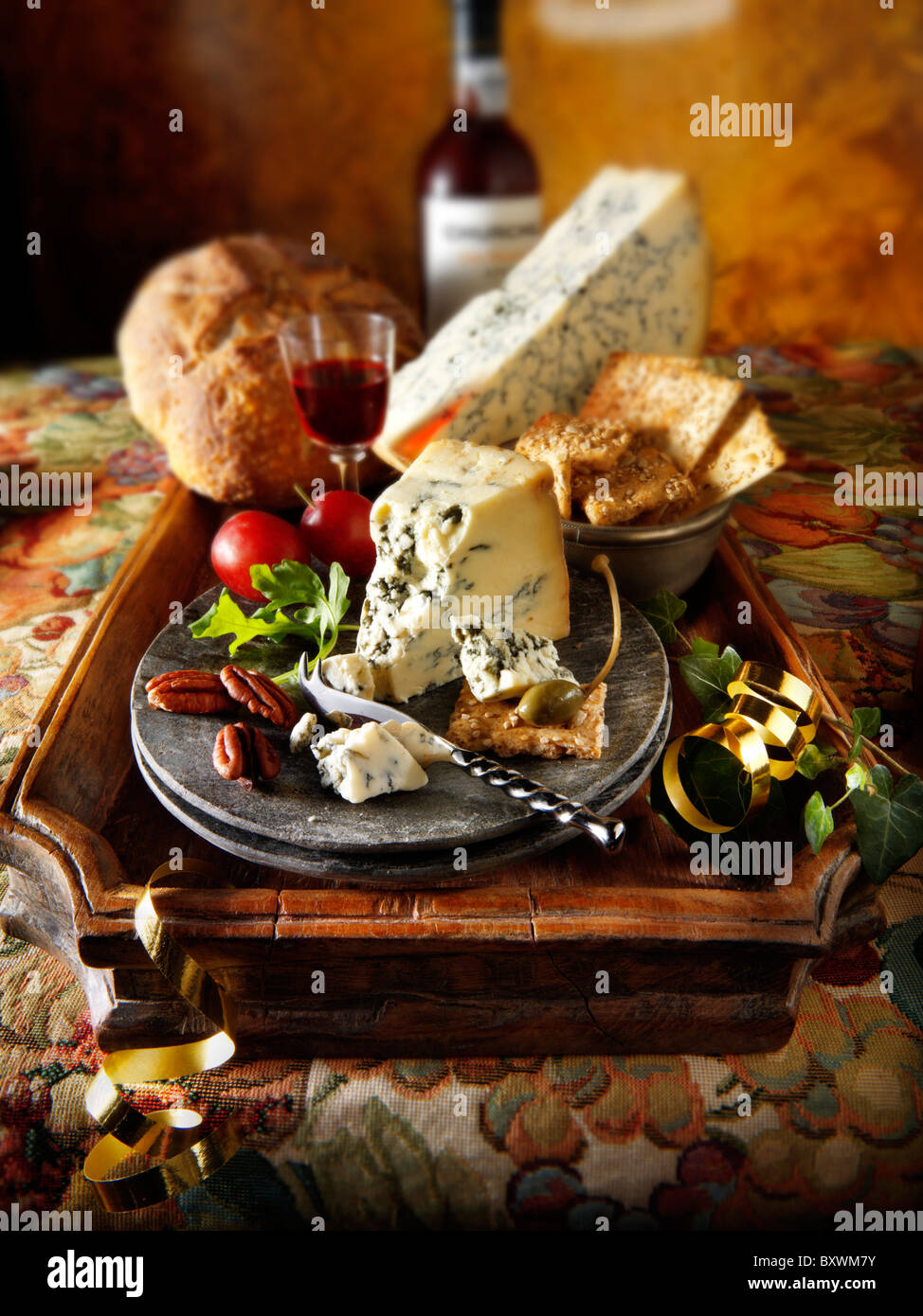 Traditional blue Stilton cheese Stock Photo - Alamy