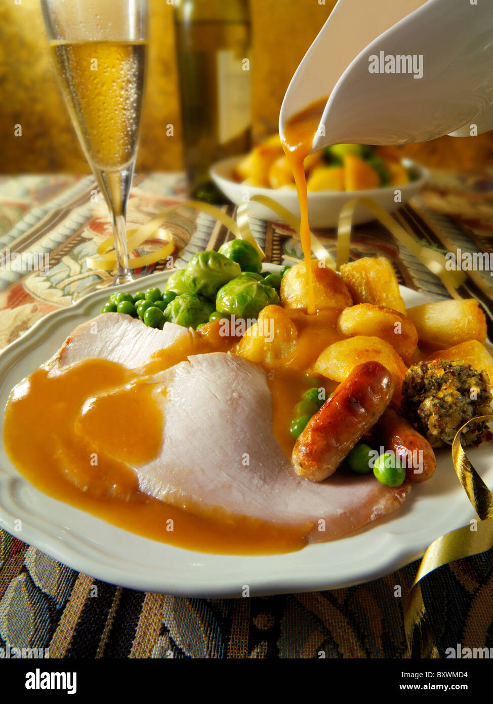 Traditional roast turkey dinner Stock Photo - Alamy