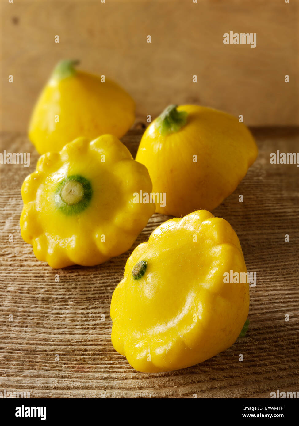 Mini yellow Petit Pan squash Stock Photo - Alamy