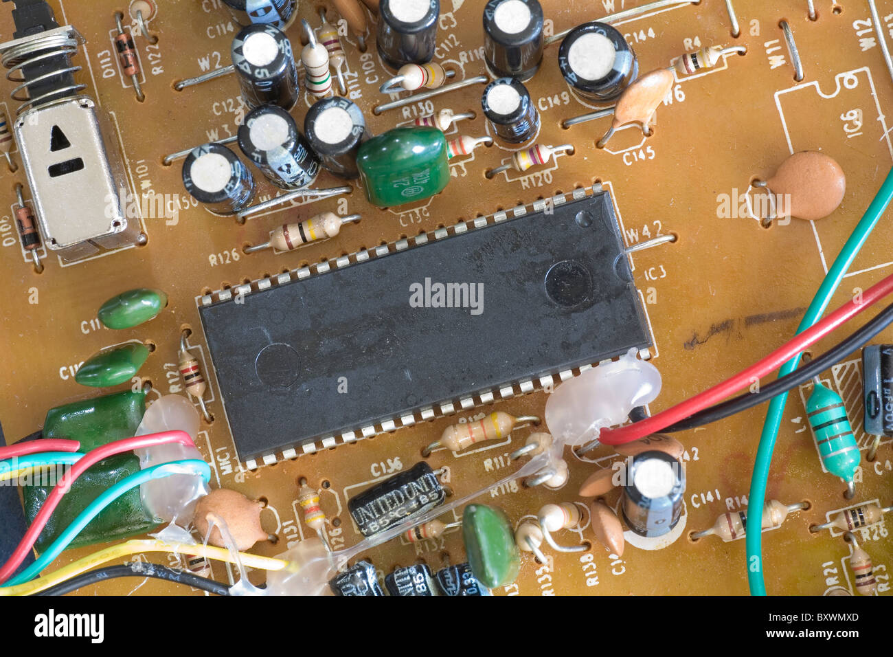 Integrated circuit or silicon chip on an early to mid 1990s era ...