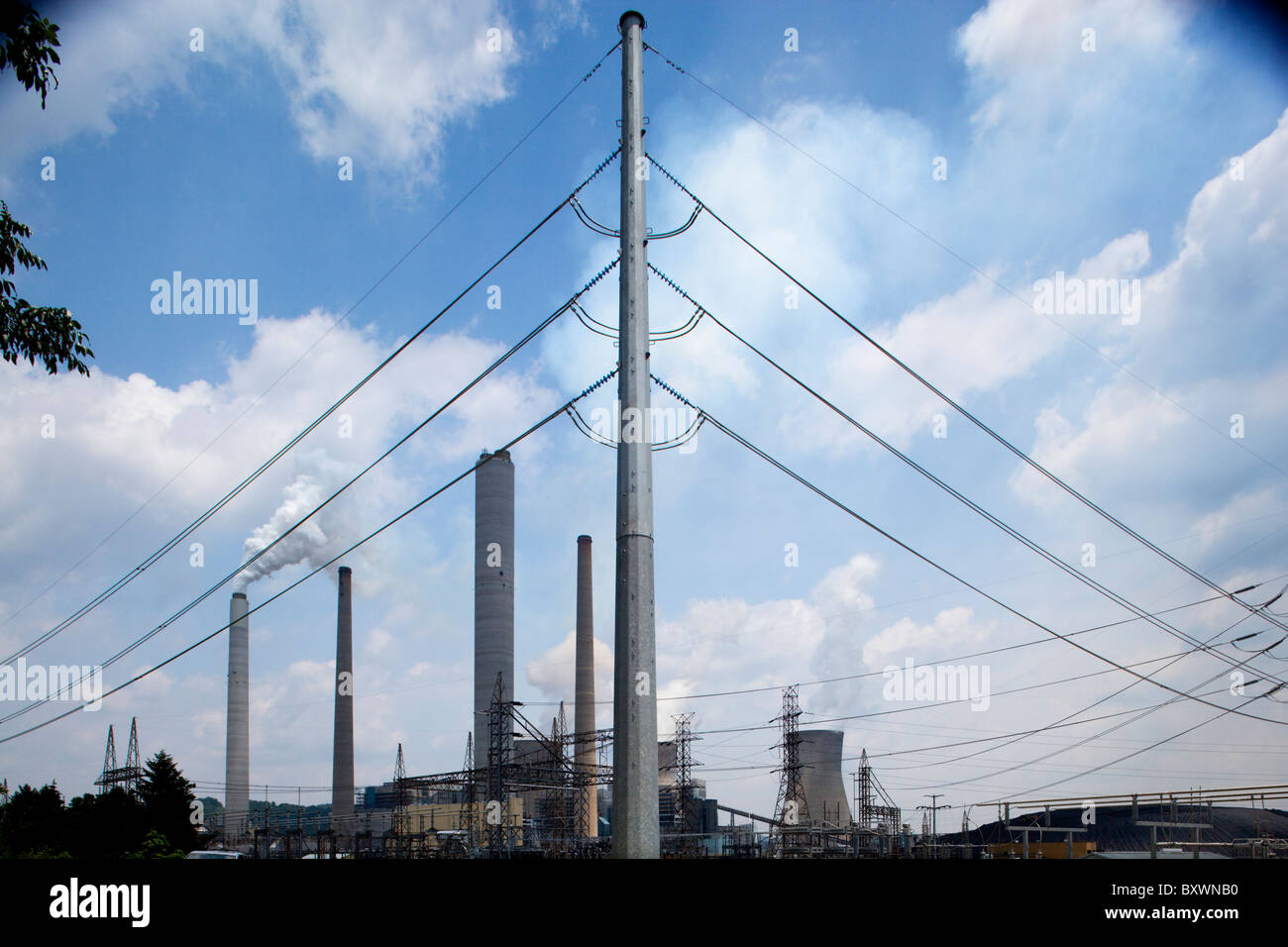 USA, West Virginia, Winfield, Steam billows from smokestacks at John ...