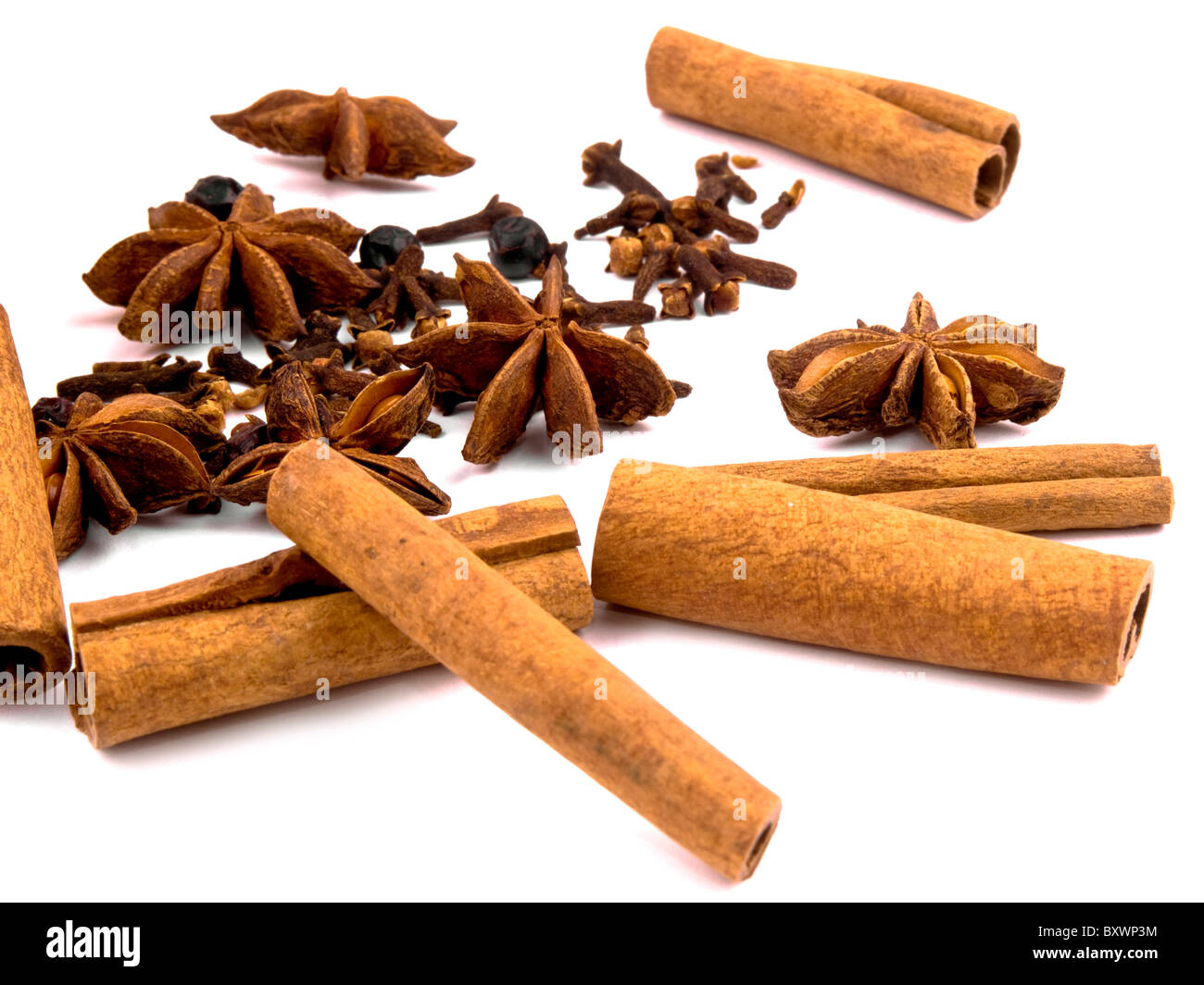Closeup picture of aromatic Christmas spices on white background Stock ...