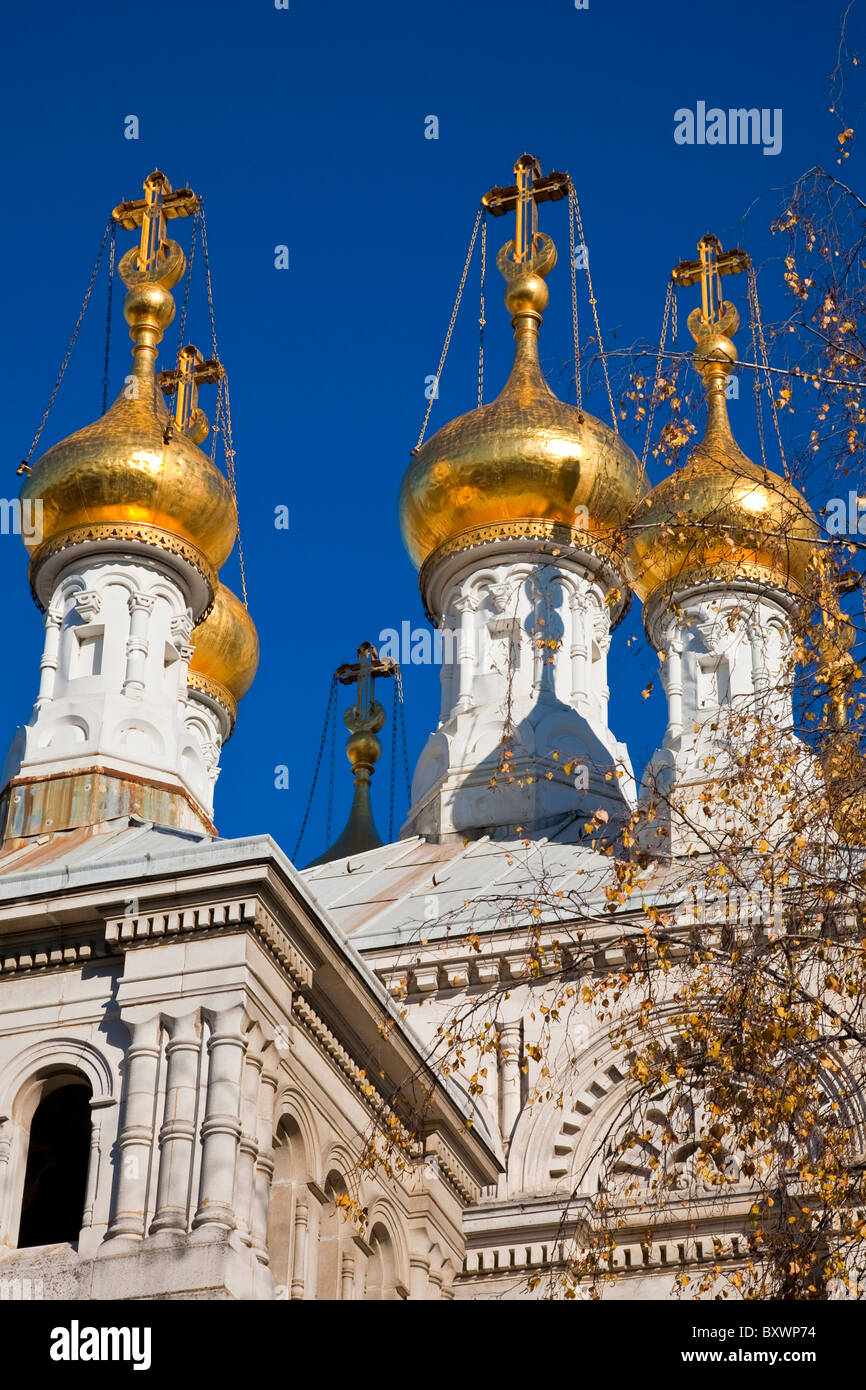 Golden domes of the Russian Orthodox Church in Geneva, Switzerland ...