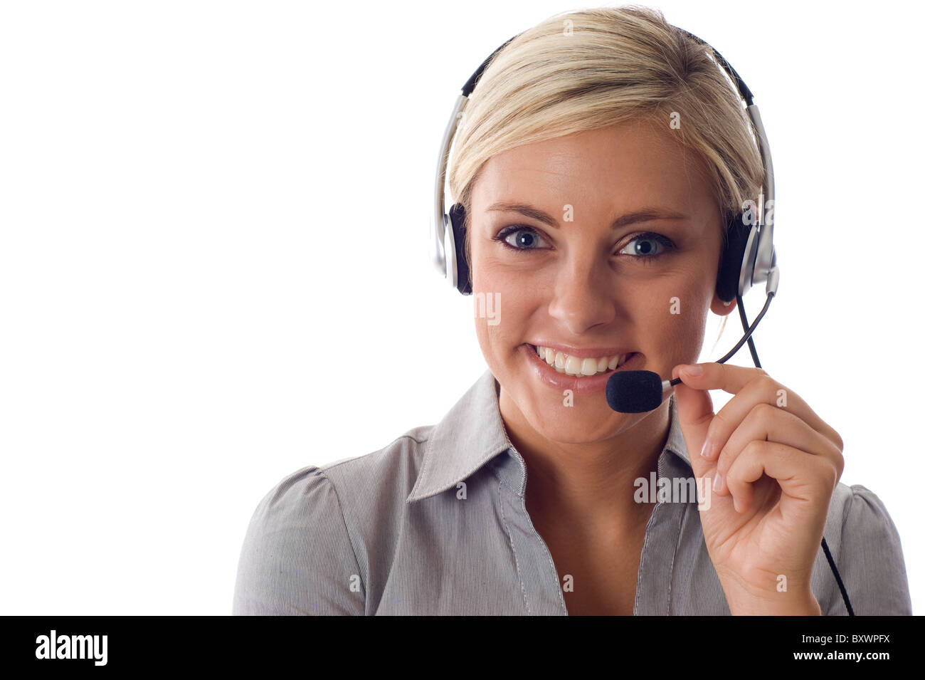 beautiful business customer service woman -isolated over a white ...