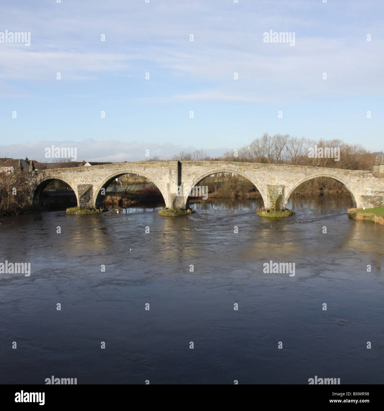 Old Stirling Bridge across River Forth Stirling Scotland January 2009 ...