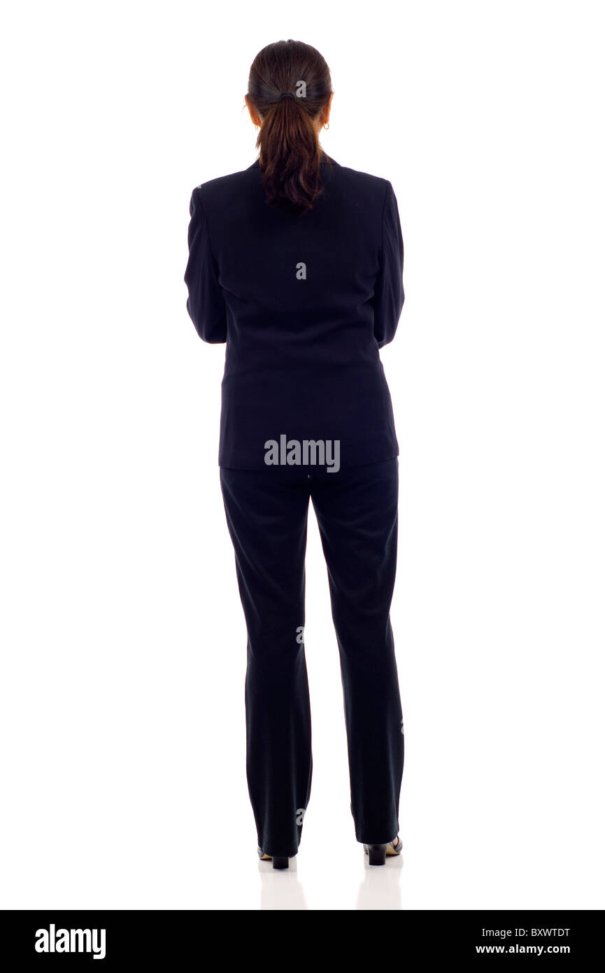 Asian business woman's back isolated over a white background Stock ...