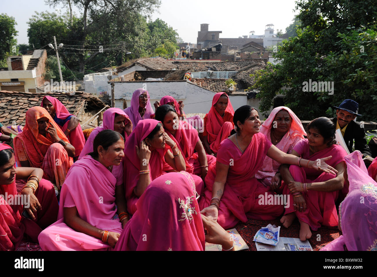 India UP city Banda , rally of women movement Gulabi gang of leader ...