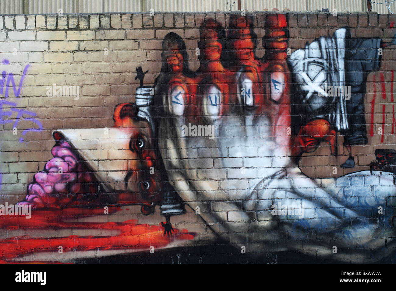 Graffiti seen on a wall behind the Sage concert Hall in Gateshead ...