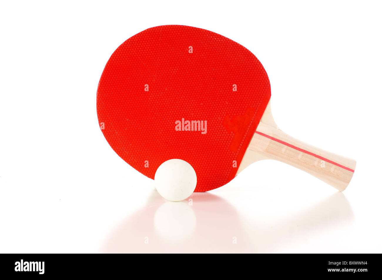 Red Ping Pond Paddle and Ball - Isolated over a white background Stock ...