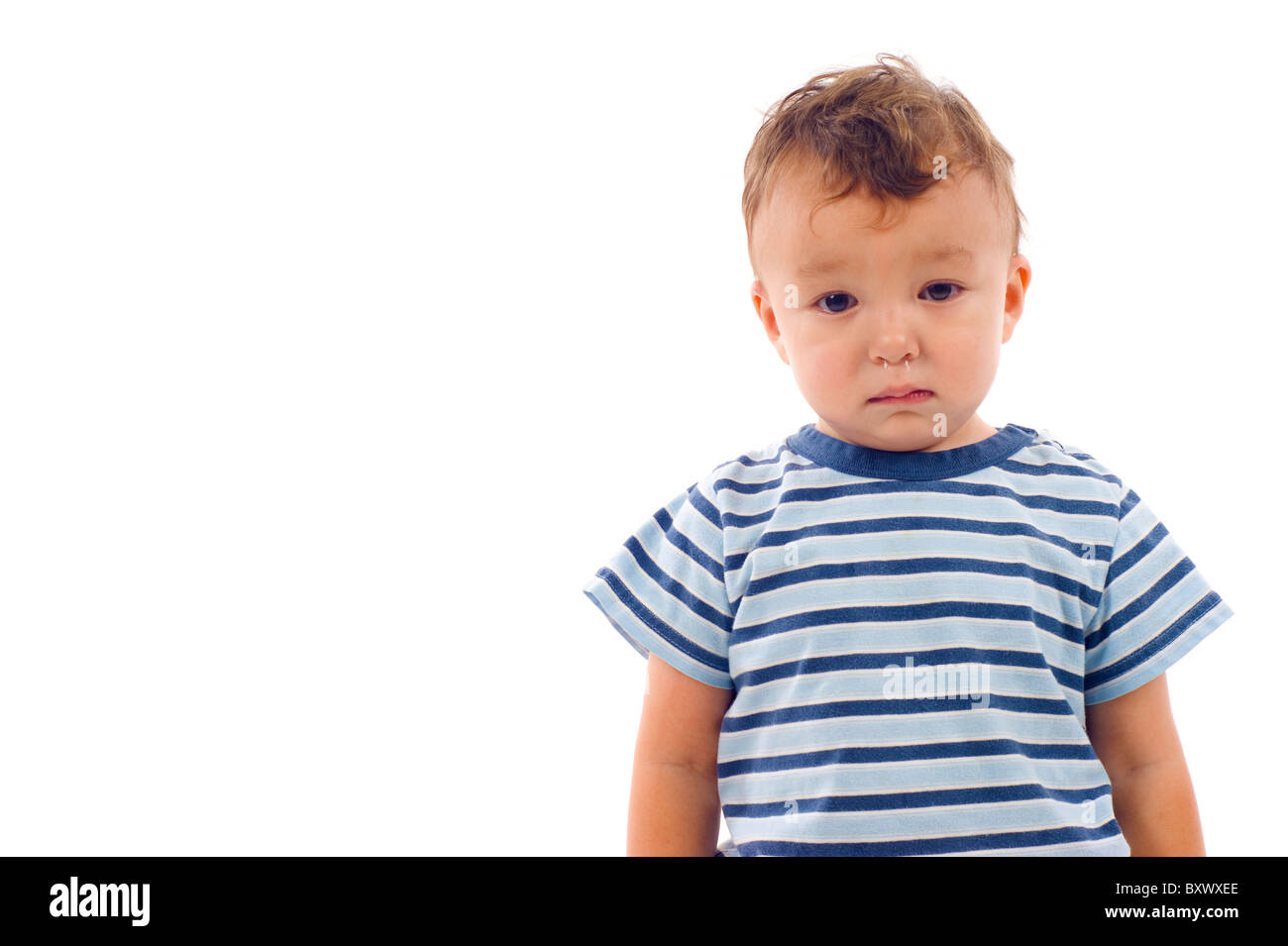 Portrait of Sad Baby Boy - Isolated over a white background Stock Photo ...