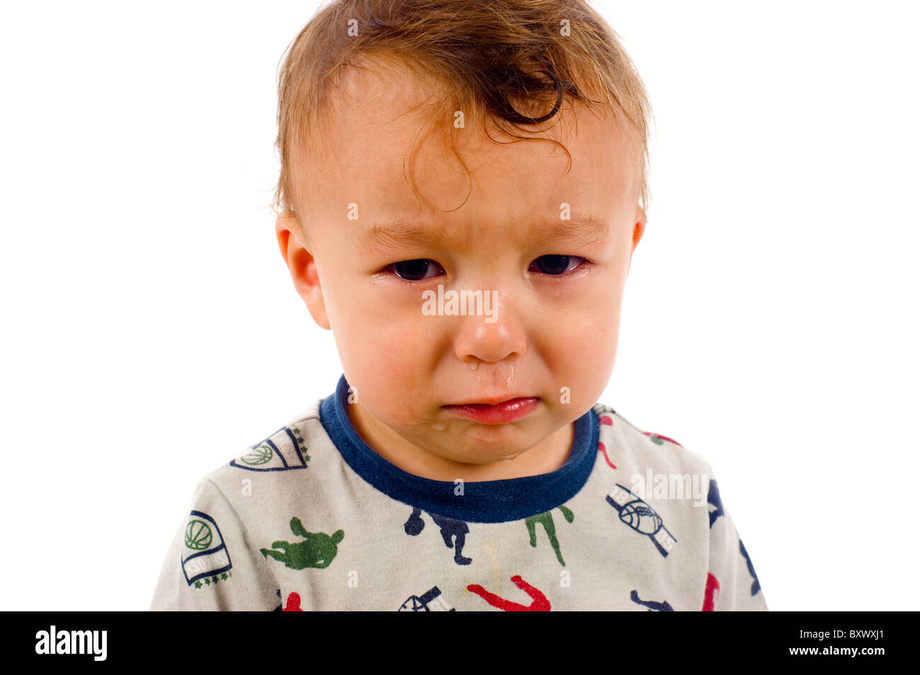 Baby Boy has Stopped Crying, But Not for Long.. - Isolated over a White ...