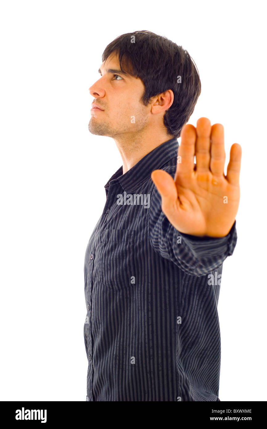 Young & Confident Business Man Showing Stop Hand Sign -Isolated on ...