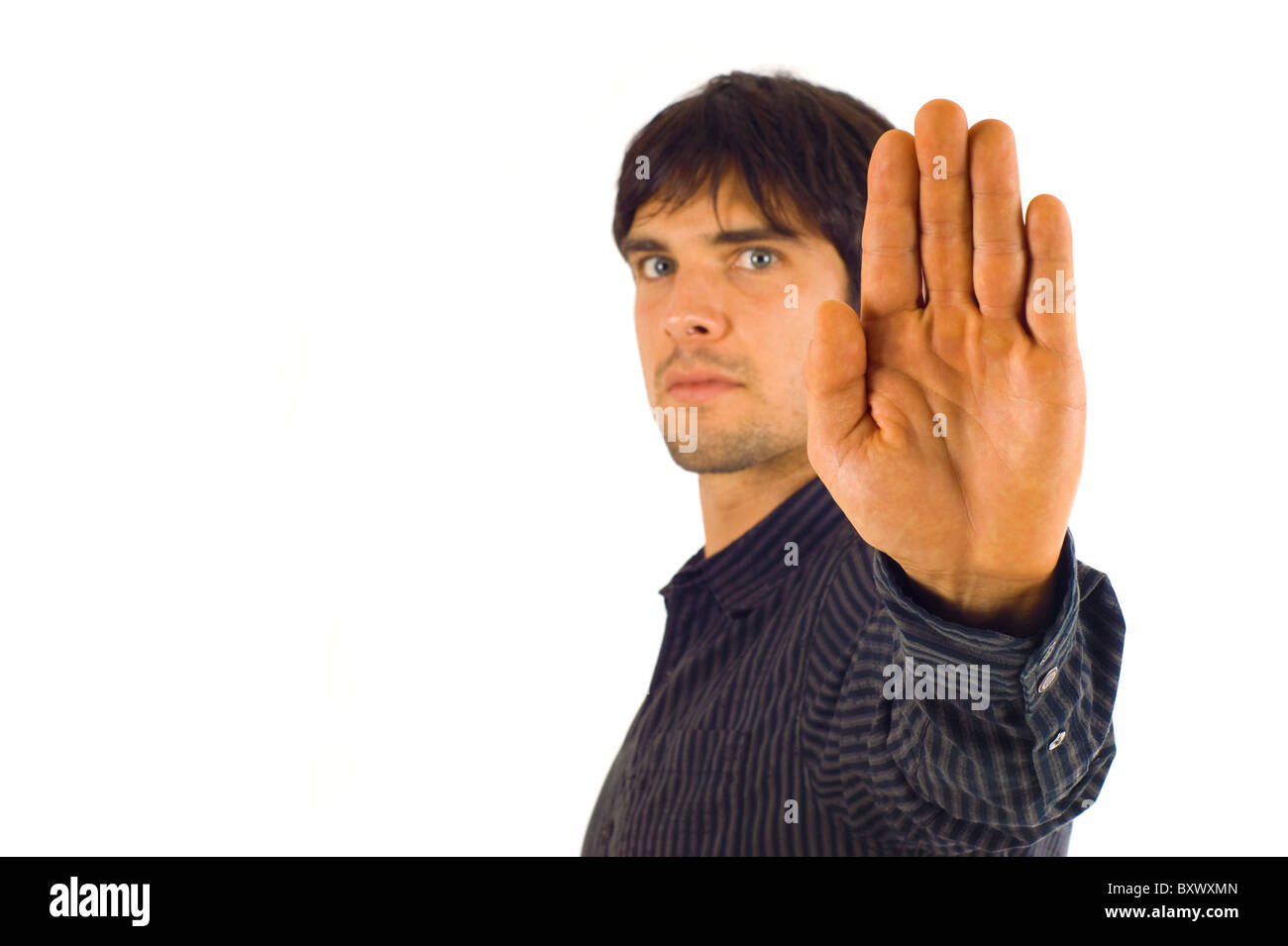 Young & Confident Business Man Showing Stop Hand Sign -Isolated on ...