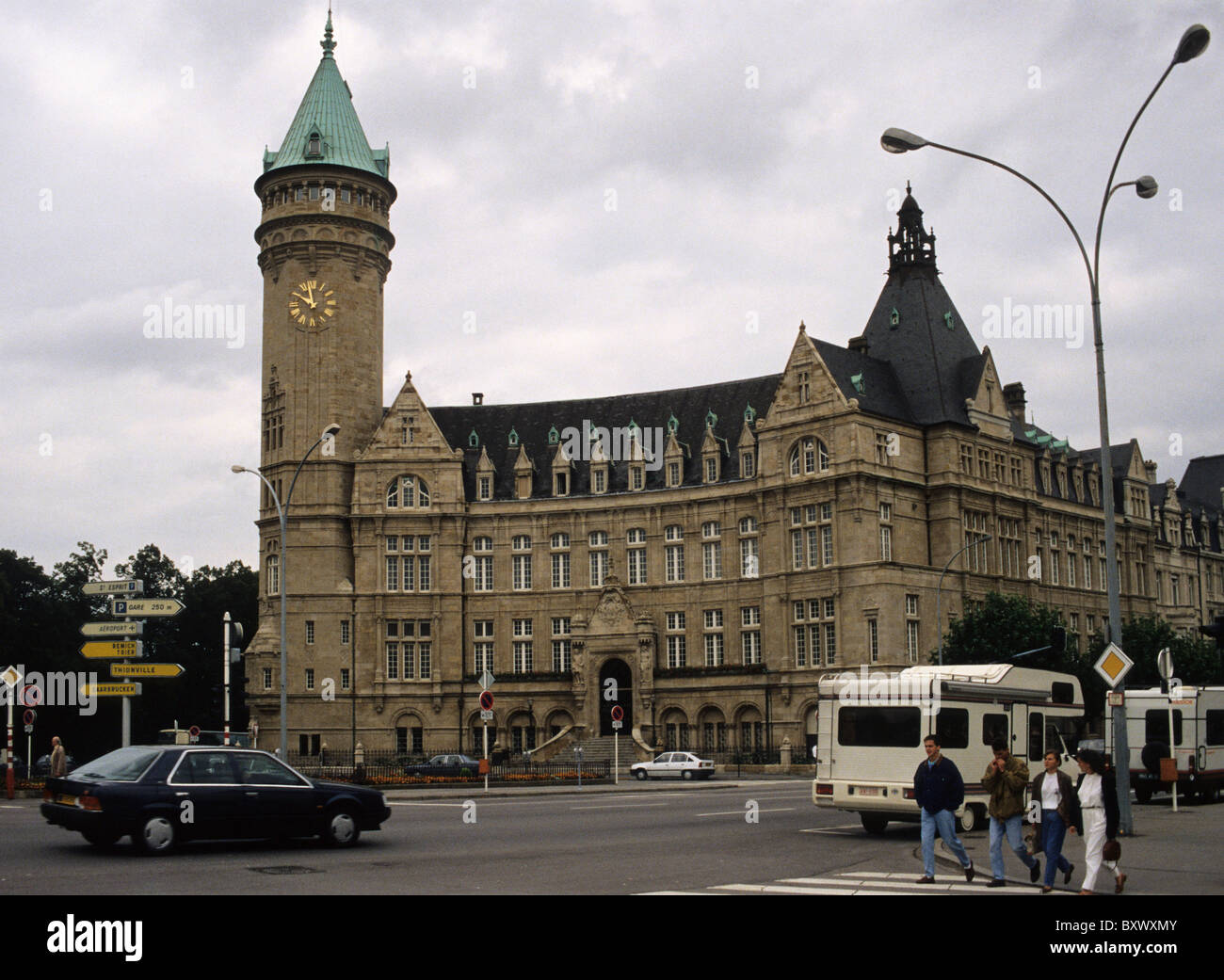 Museum and S Bank Spuerkees in Place de Metz - Luxembourg Stock Photo ...