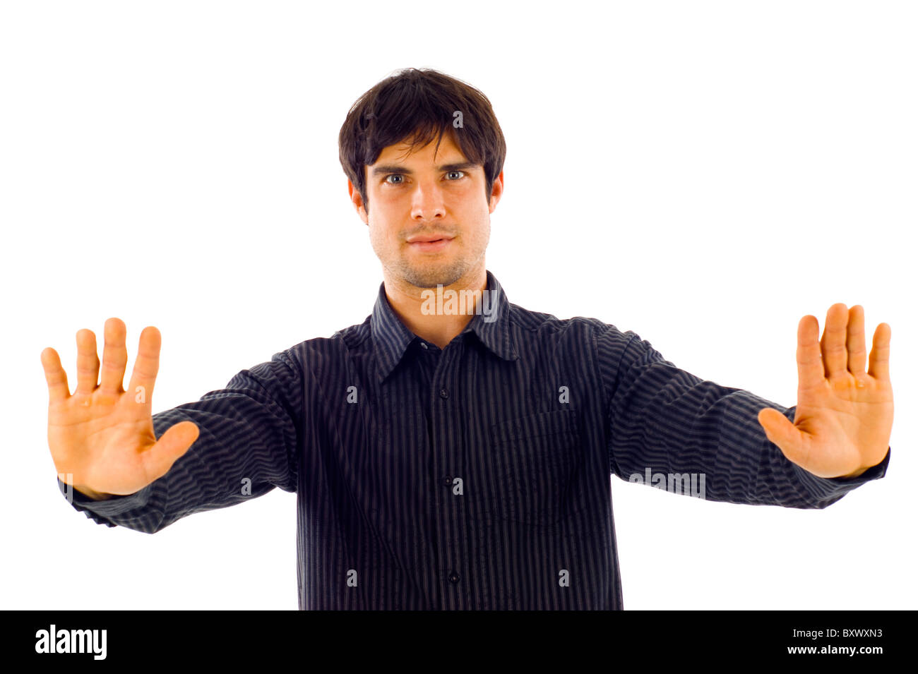 Young & Confident Business Man Showing Stop Hand Sign -Isolated on ...