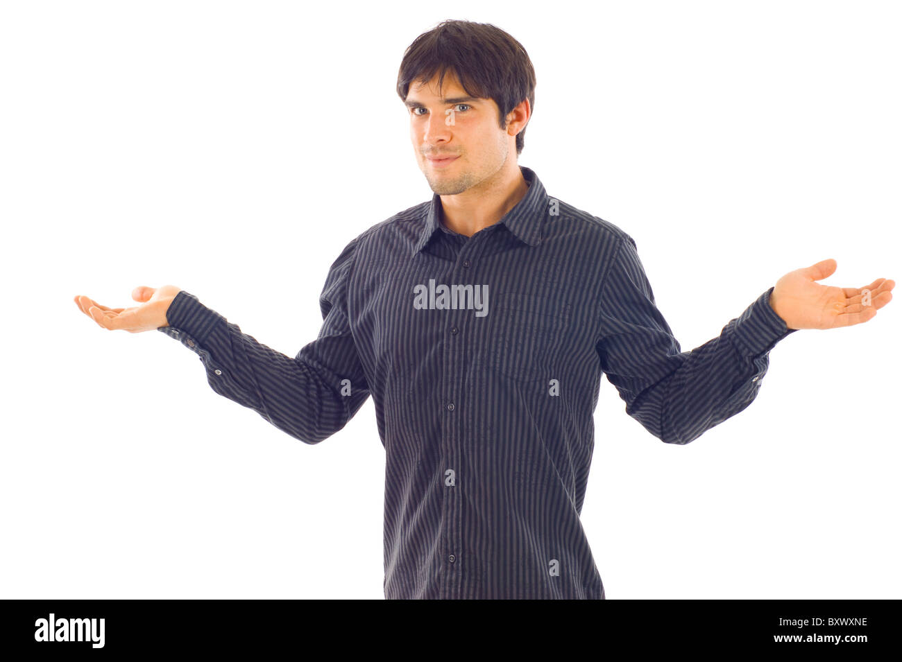 Young & Confident Business with Hands Facing Up -Isolated over white ...