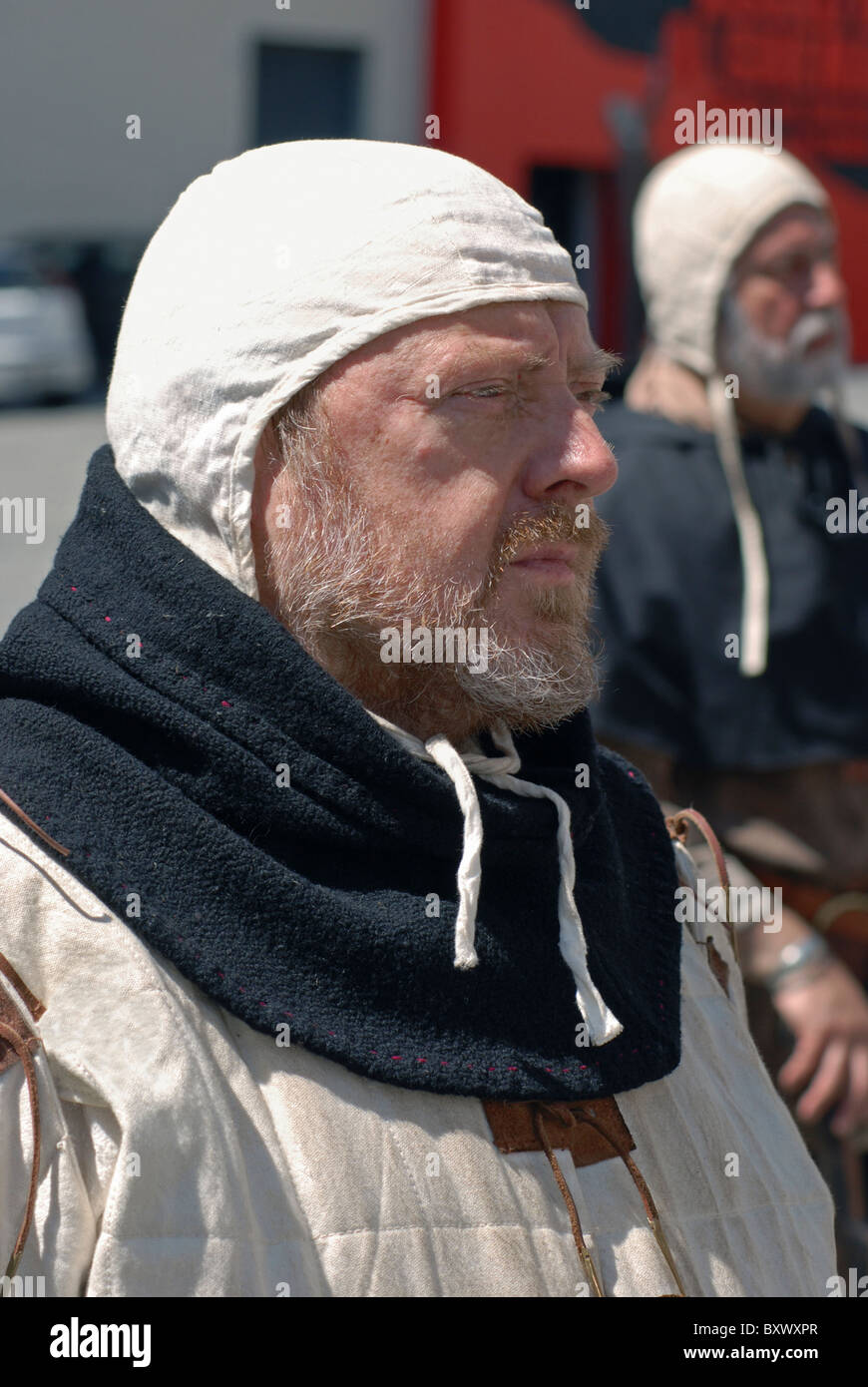 men with medieval head covering Stock Photo - Alamy