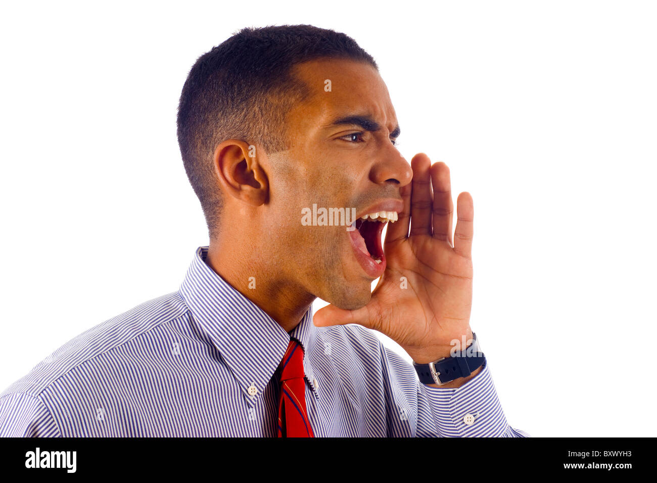 Young Man Shouting - Isolated over a white background Stock Photo - Alamy