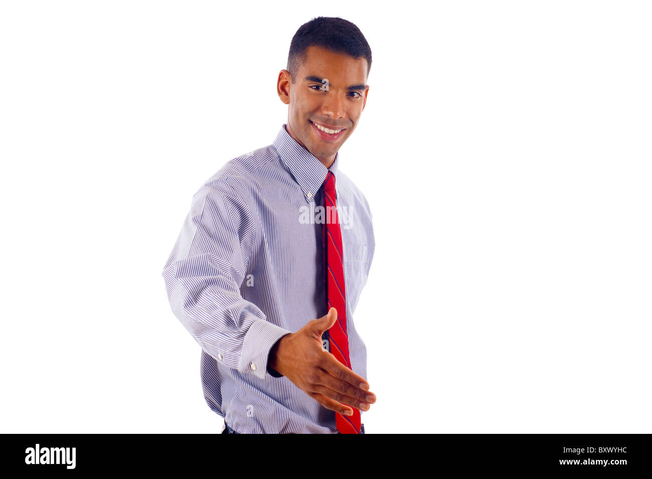 Business man giving a hanshake - Isolated over a white background Stock ...