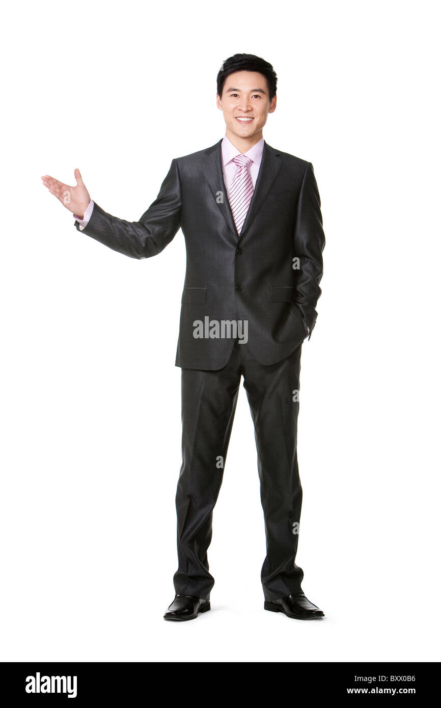 Businessman using hand show Cut Out Stock Images & Pictures - Alamy