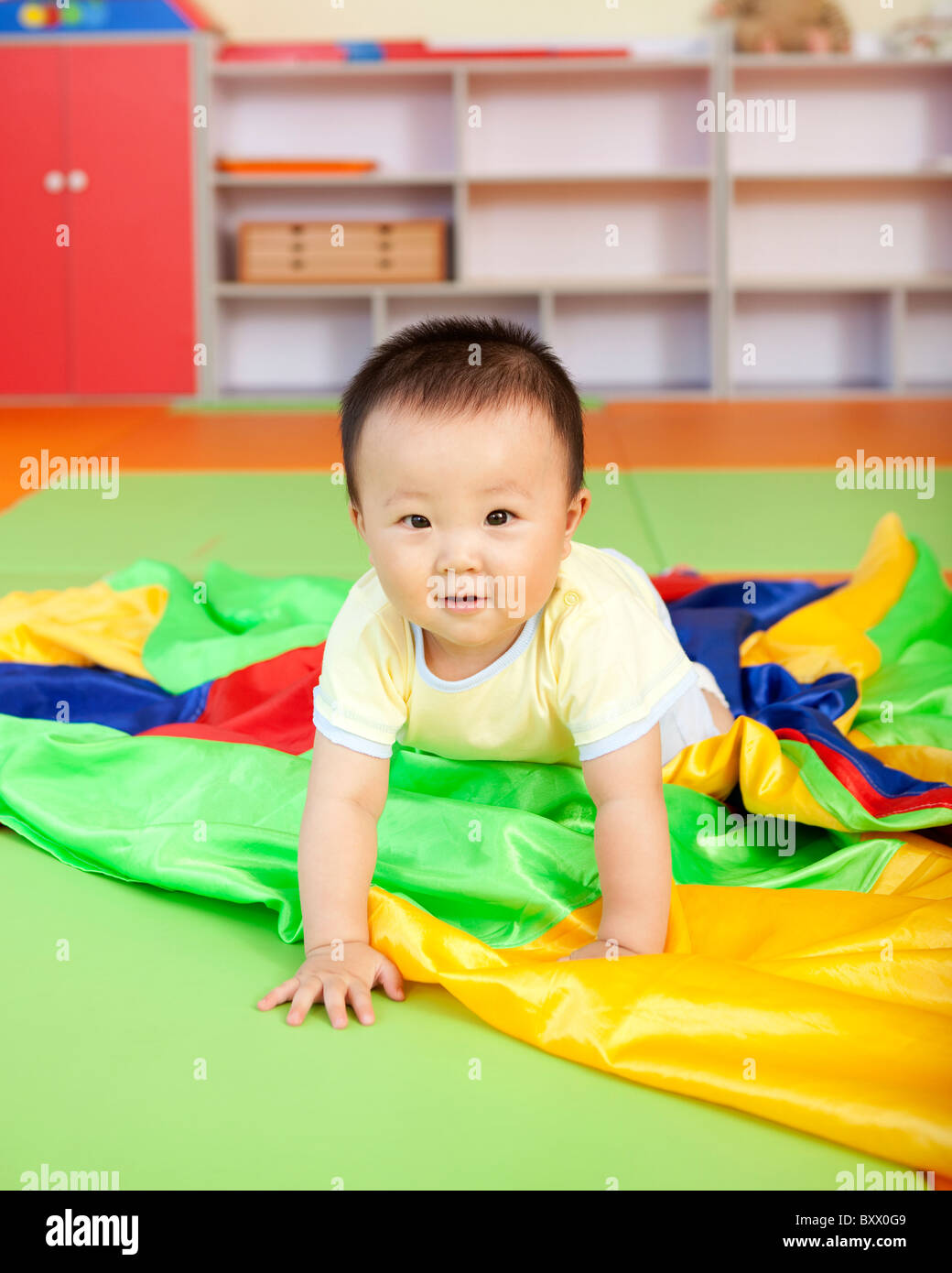 Baby Boy Crawling Stock Photo - Alamy