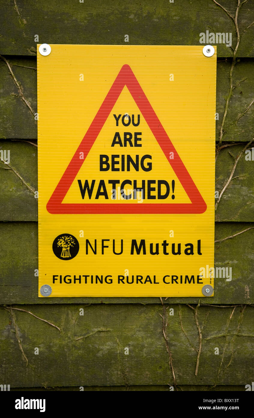 Sign You are being watched NFU Mutual fighting rural crime Stock Photo ...