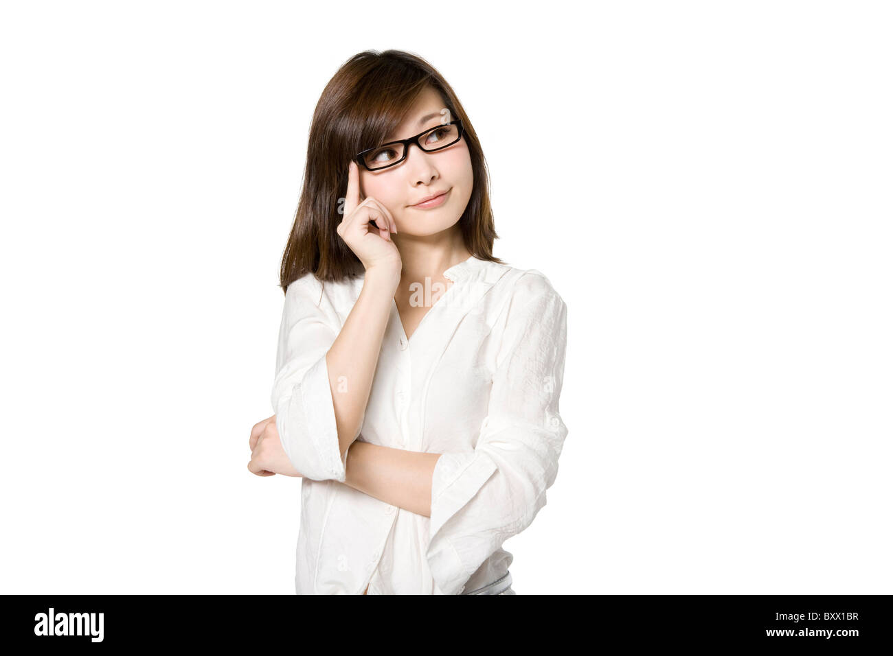 Portrait of Young Woman Thinking Stock Photo - Alamy