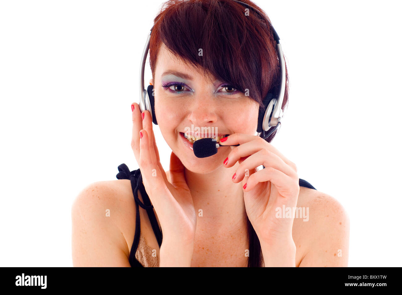 Young Girl in Customer Service Stock Photo - Alamy