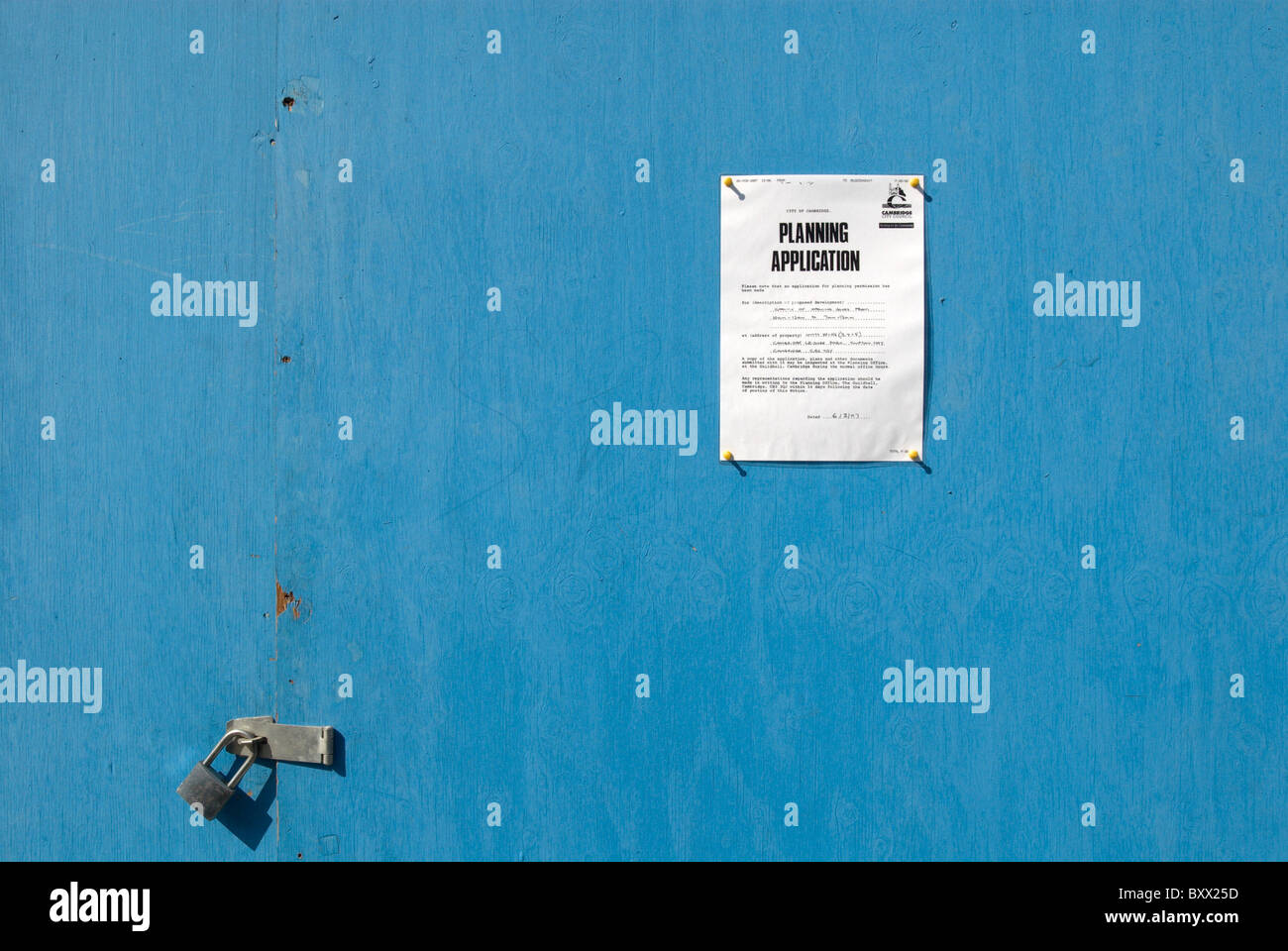 Planning application sign Stock Photo - Alamy