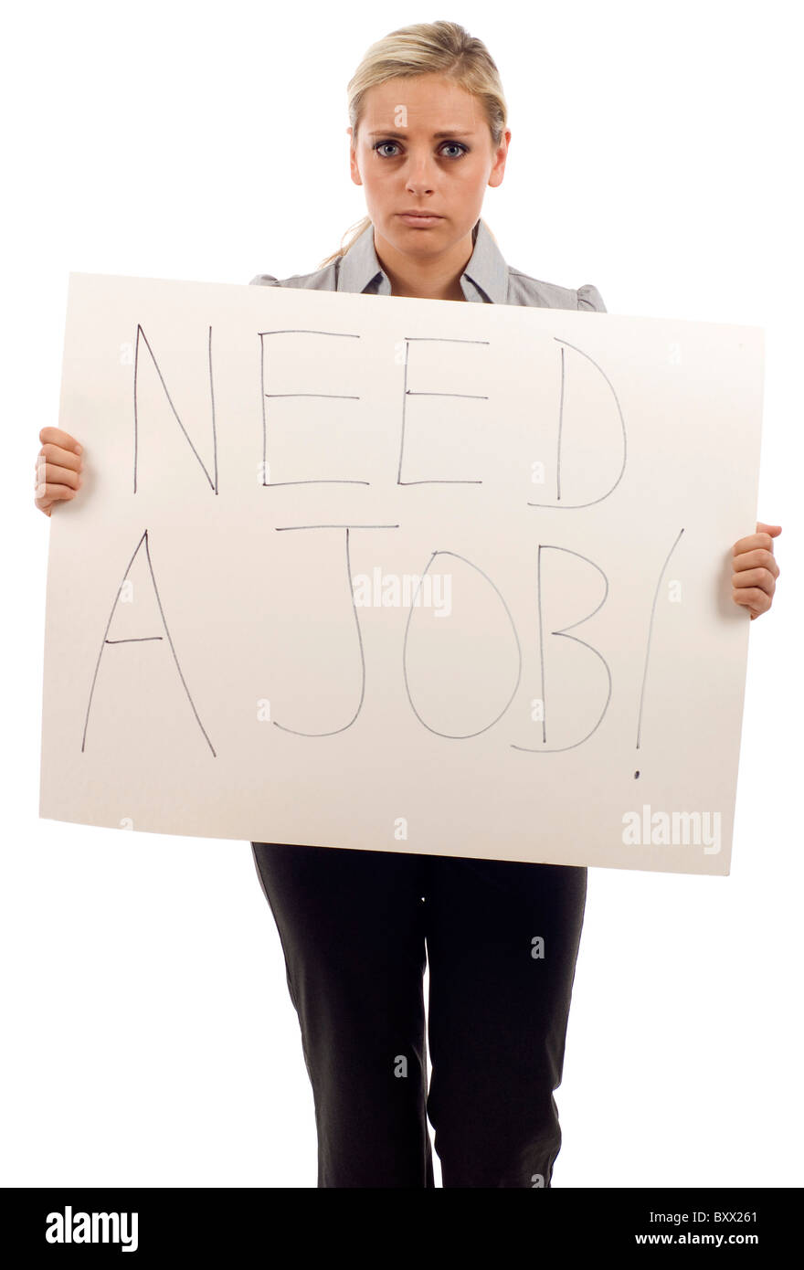 Businesswoman looking for a job, and successfully finding her dream job ...