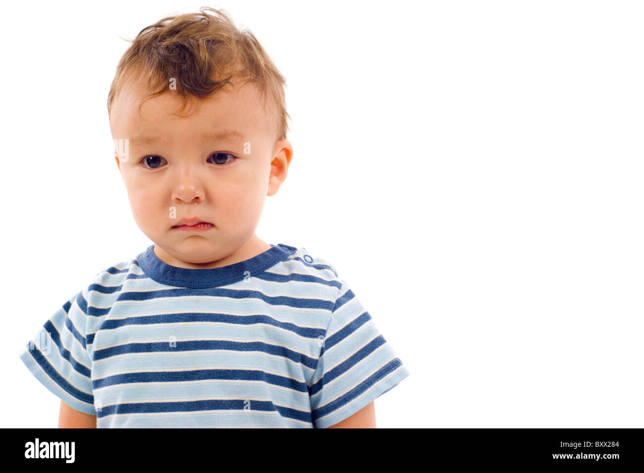 Portrait of Sad Baby Boy - Isolated over a white background Stock Photo ...