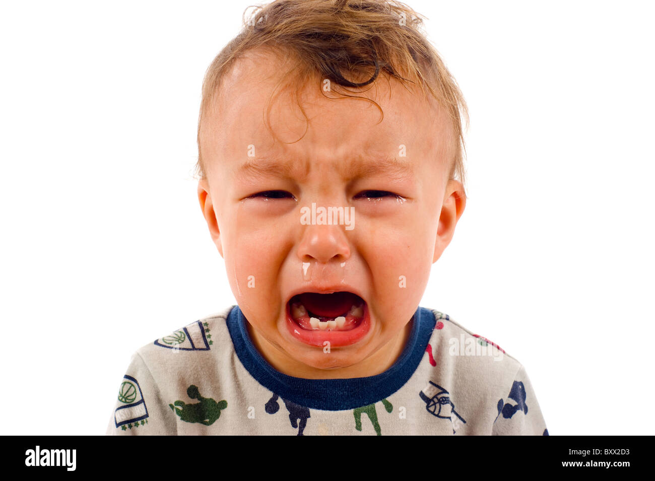 Unstopable Crying Baby Boy - Isolated overa White Background Stock ...