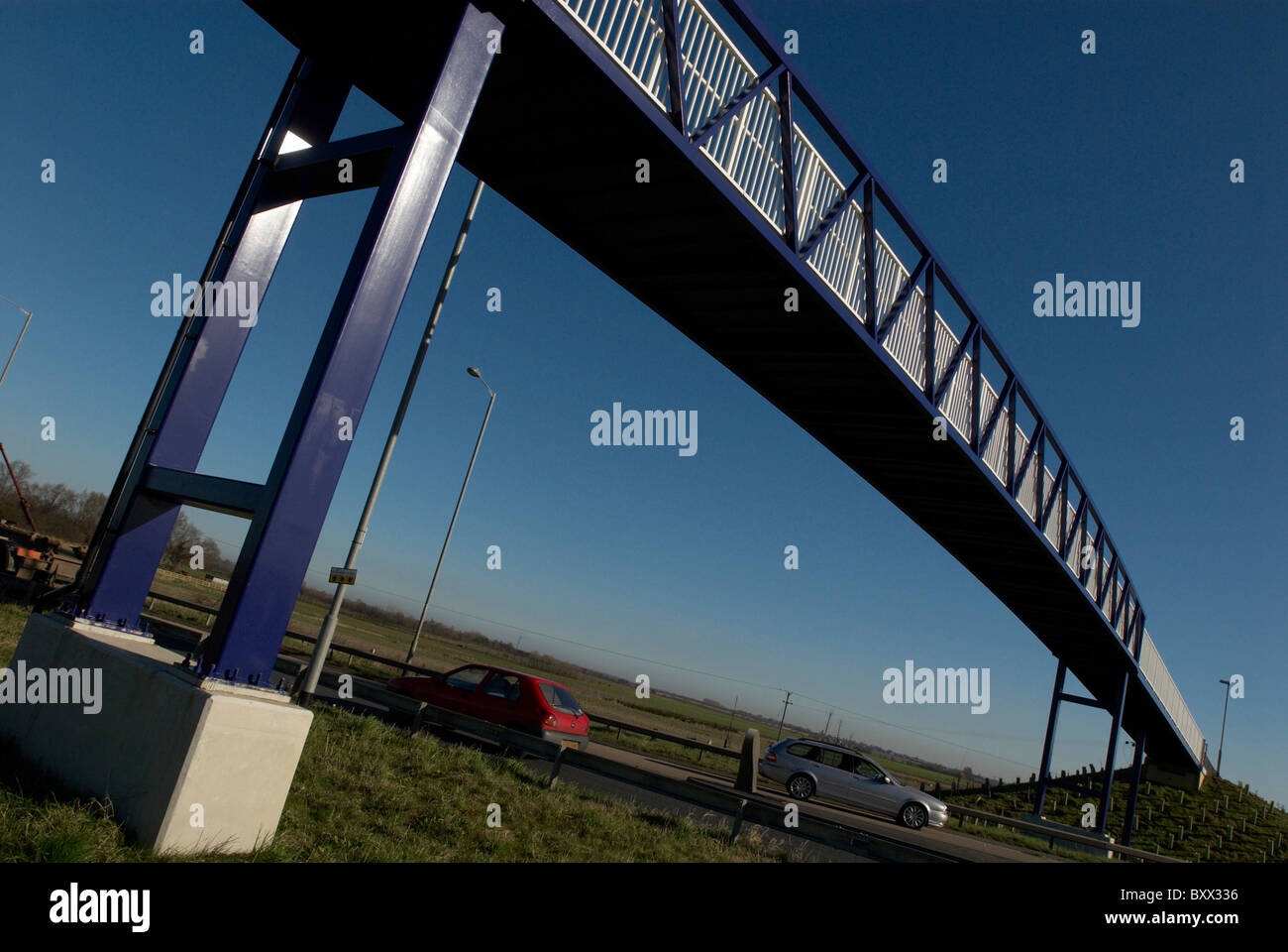New footbridge and road layout Soham Cambridgeshire UK Stock Photo - Alamy