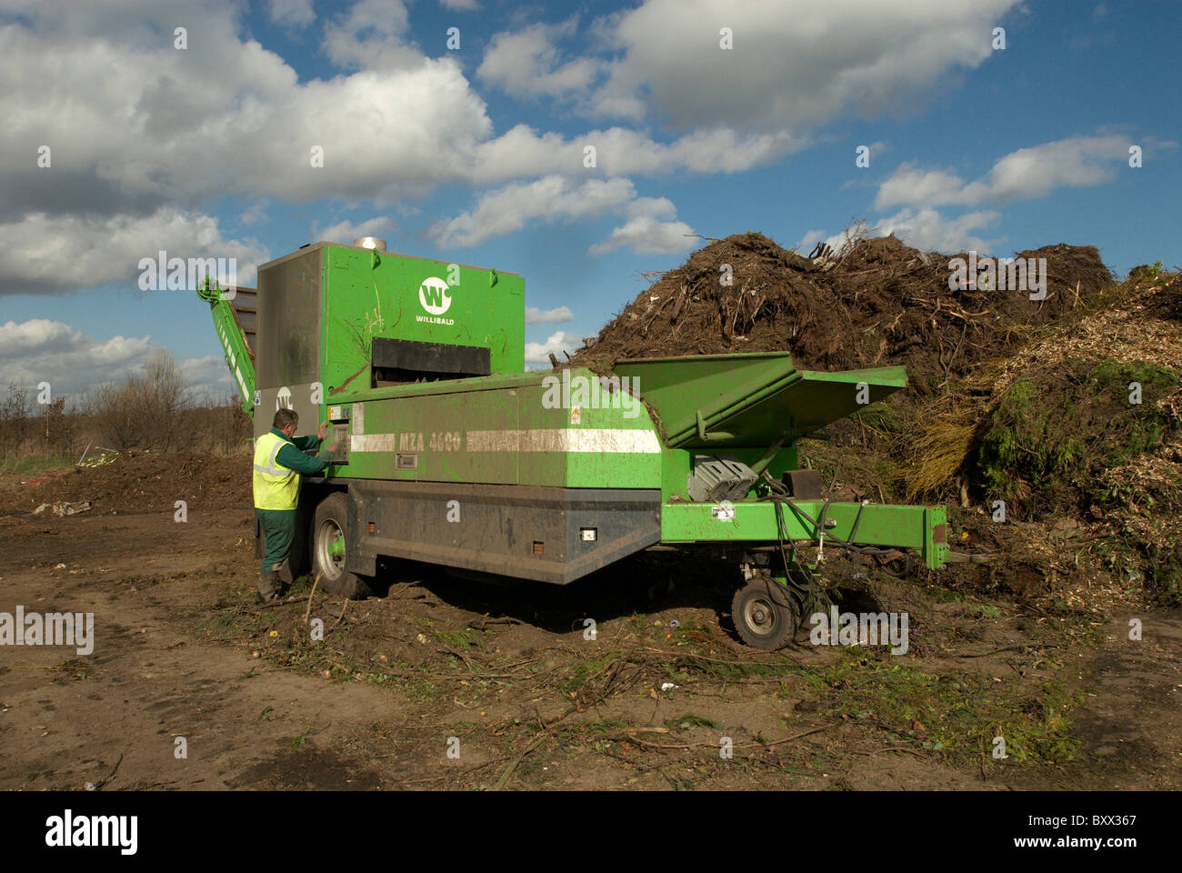 Composting plant at site for recycling food and garden waste Suffolk UK ...