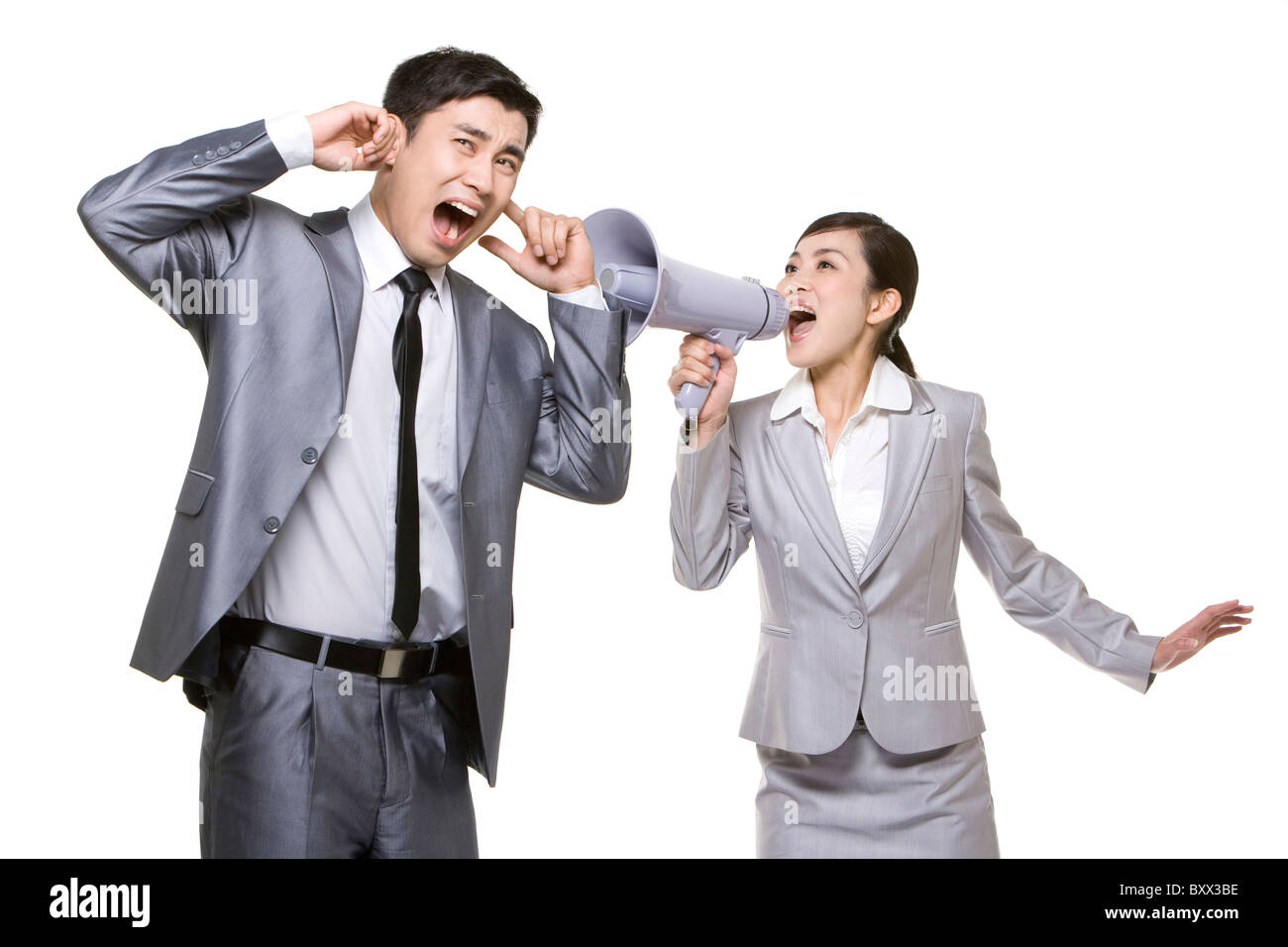 Two person shouting smile hi-res stock photography and images - Alamy