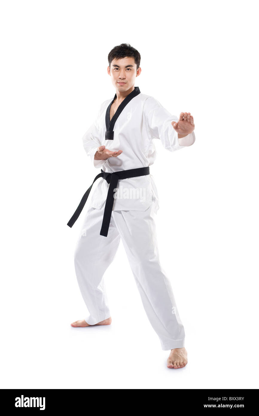 Karate men black belt Cut Out Stock Images & Pictures - Alamy