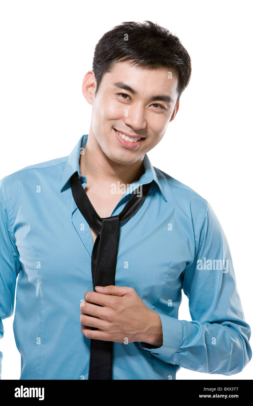 Man Wearing Button Down Shirt Stock Photo - Alamy