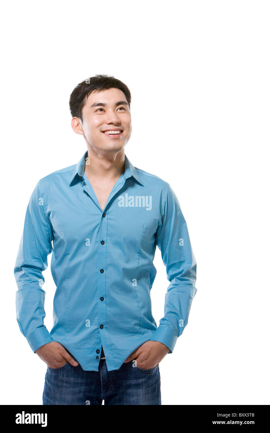 Man Wearing Button Down Shirt Stock Photo - Alamy