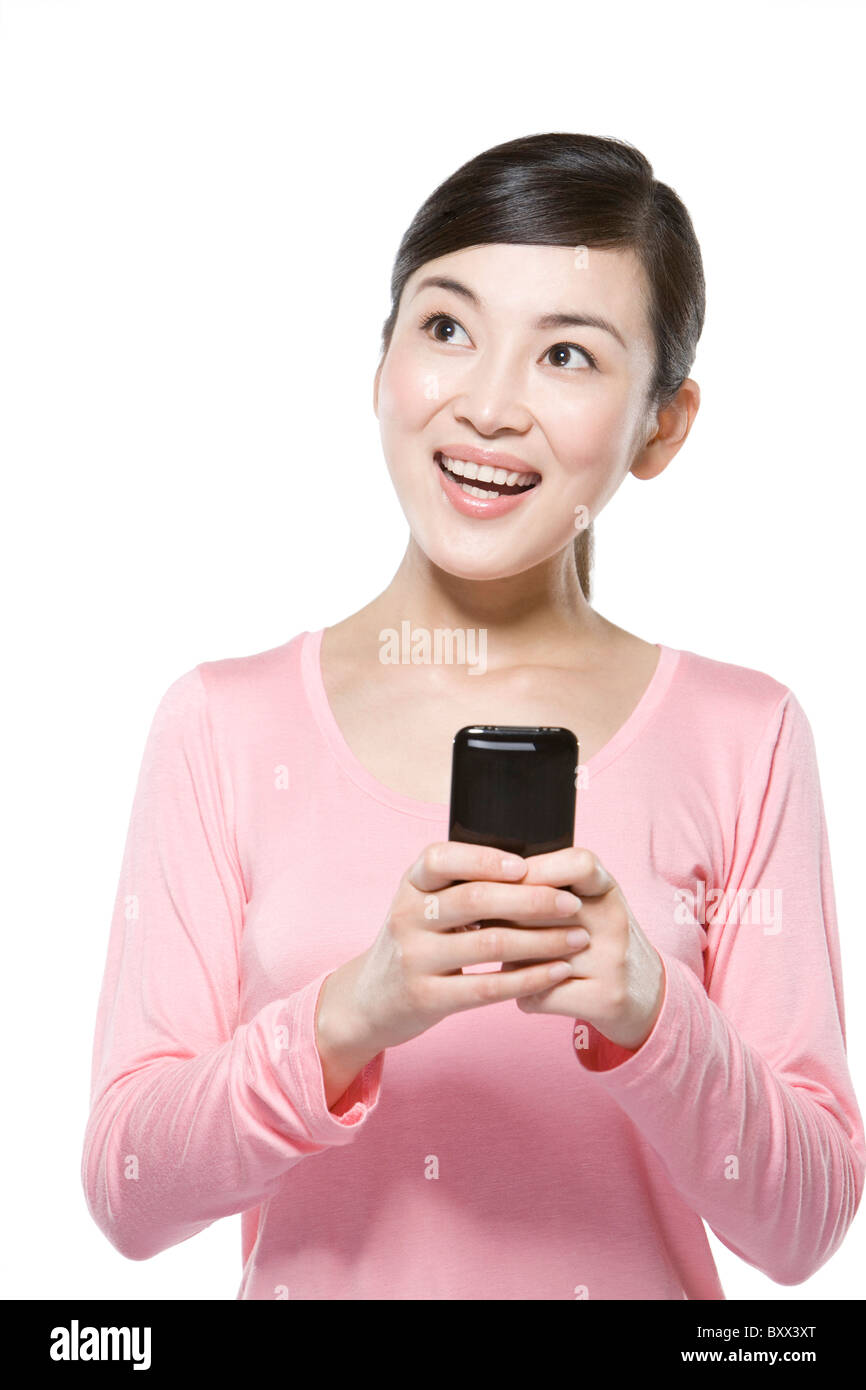 Woman Using Phone Stock Photo - Alamy