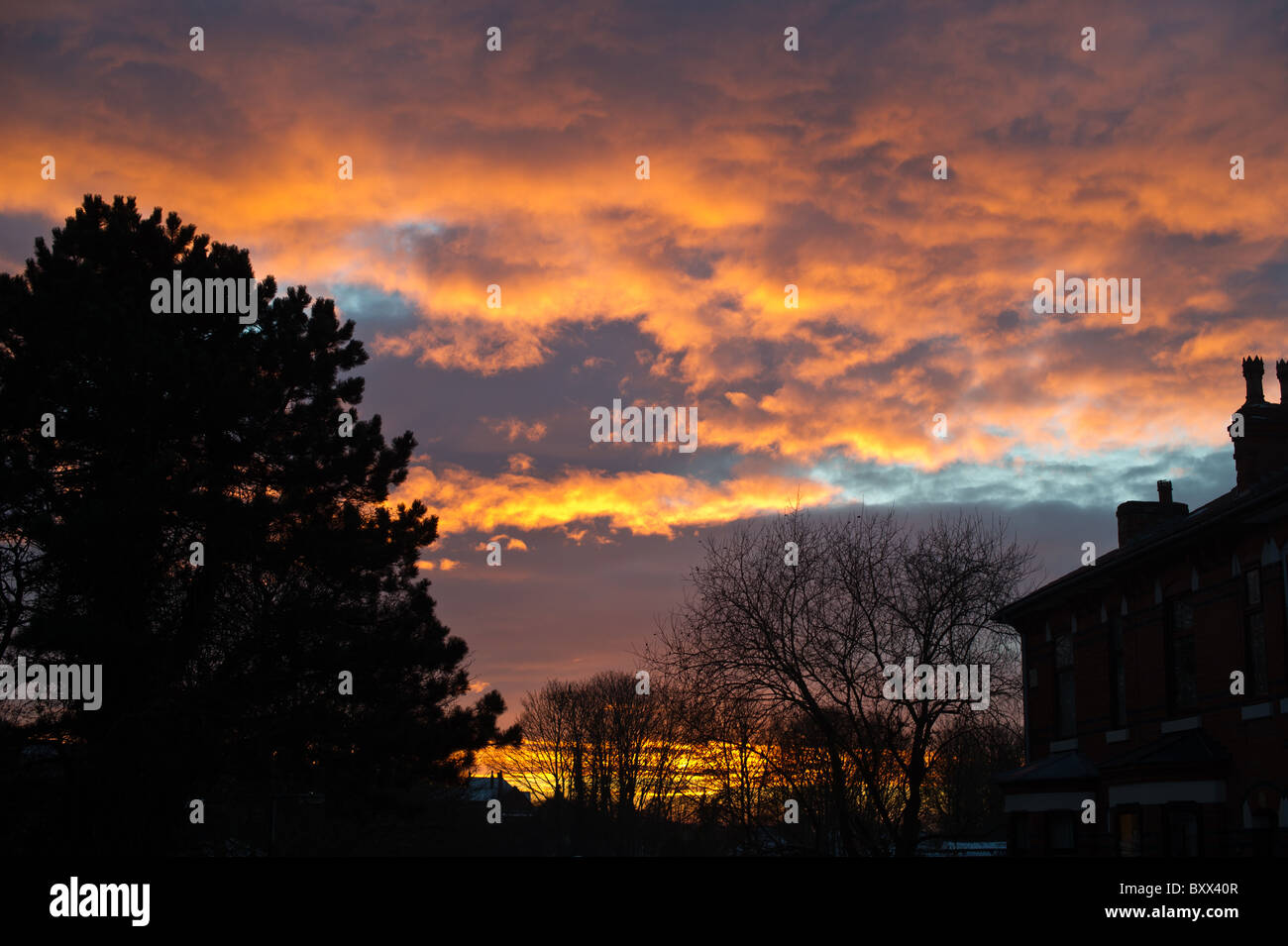 Snowy Winter Sunset from Kimberley in Nottingham Shire looking out over ...