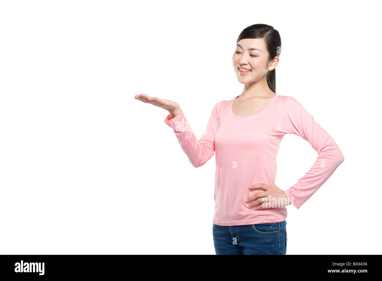 Woman Holding Hand Out Stock Photo - Alamy