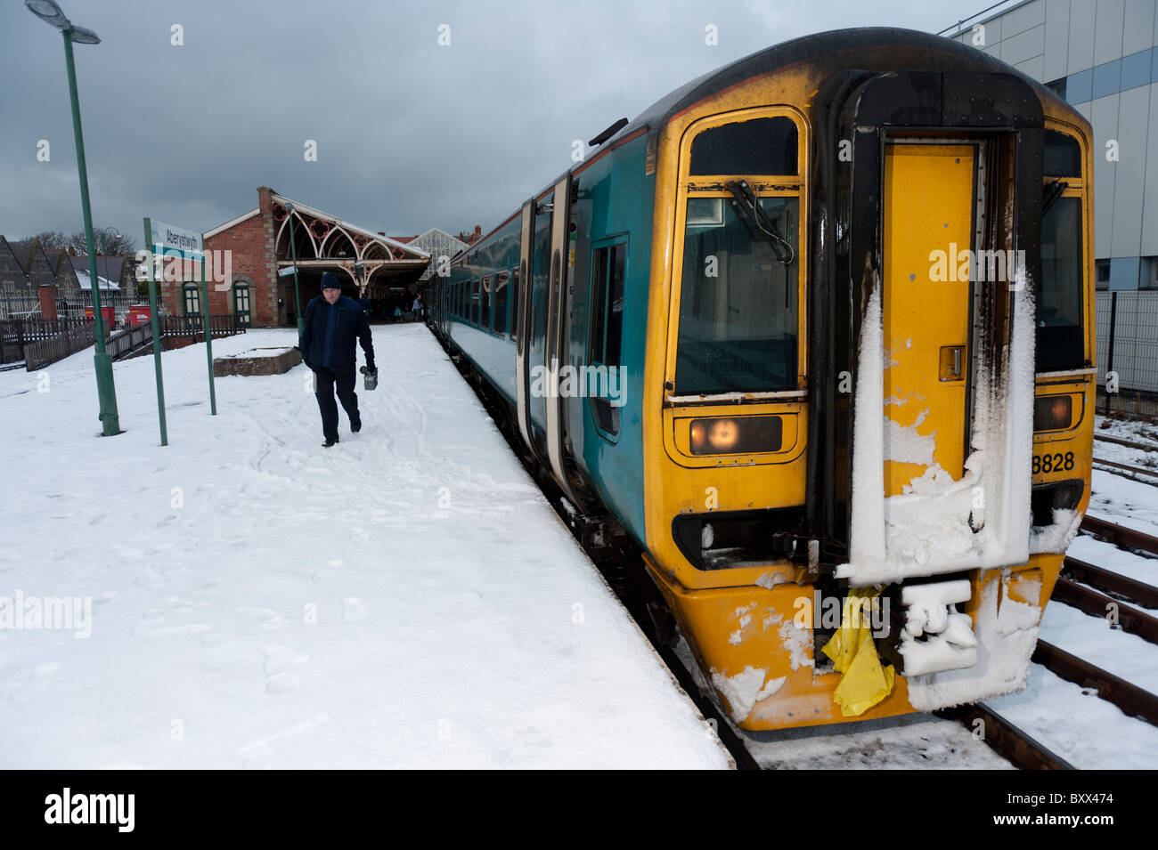 An Arrive Wales Trains DMU commuter train at Aberystwyth railway ...
